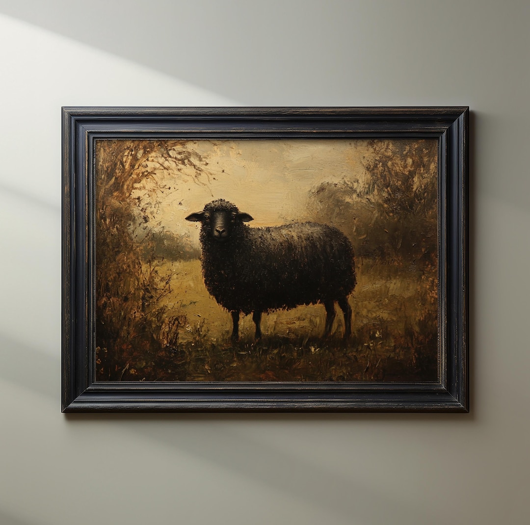Black Sheep Poster Print Dark Academia Wall Art Vintage Farmhouse Wall Decor Antique Oil ...