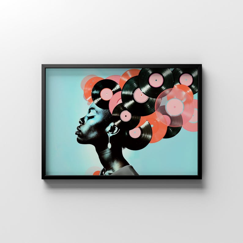 Vinyl Record Wall Art Printable Vintage Collage Modern Colorful Wall ...