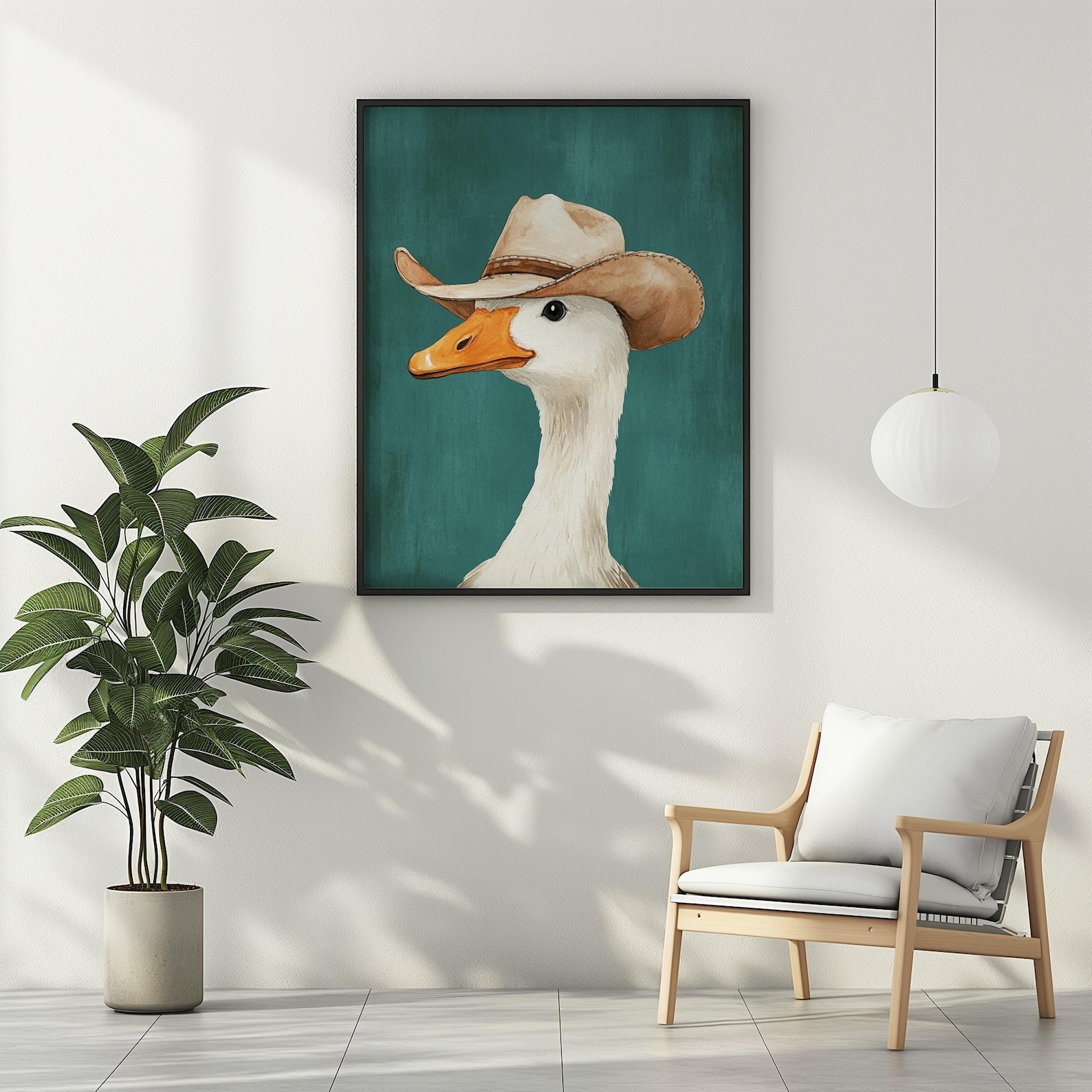 Goose Cowboy Hat Print Poster Silly Funny Goose Wall Art Cute Nursery ...