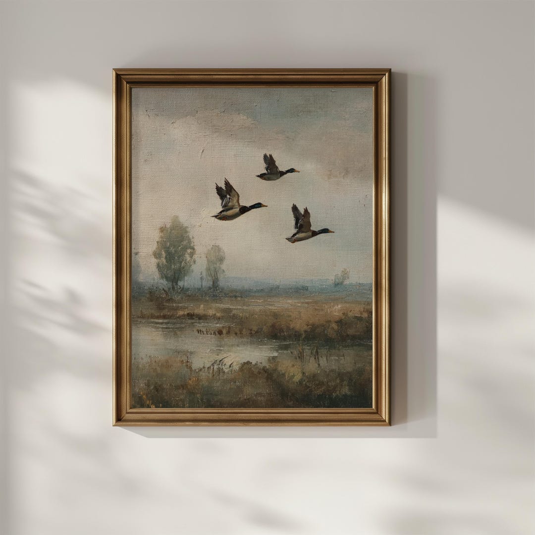 Mallard Duck Poster Print Duck Hunting Wall Art Vintage Oil Painting ...