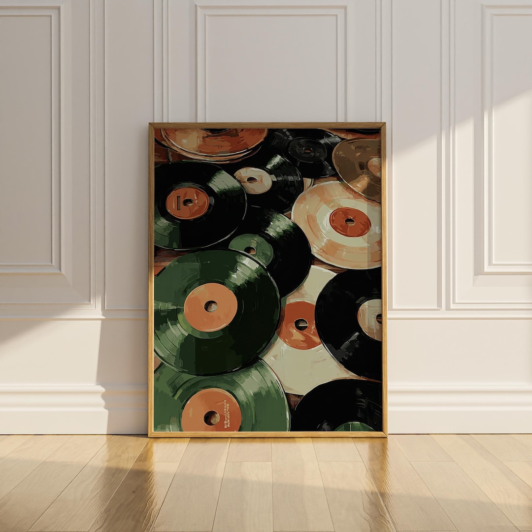 Vinyl Records Poster Print Abstract Mid Century Wall Art Retro Wall ...