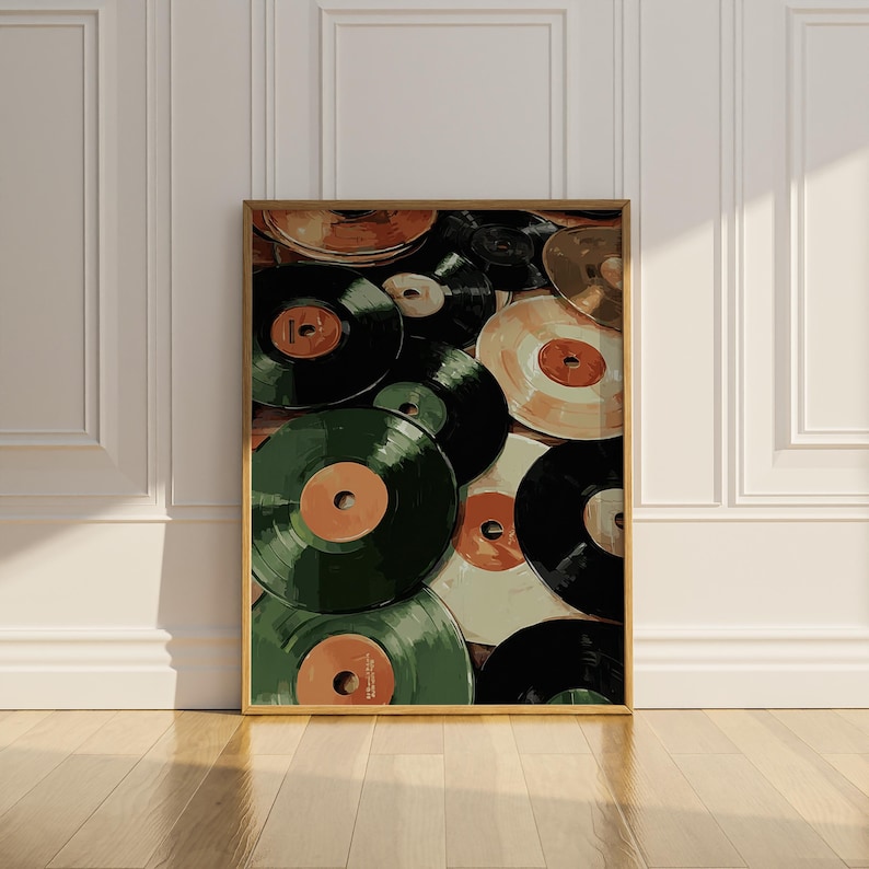 Vinyl Records Poster Print Abstract Mid Century Wall Art Retro Wall ...