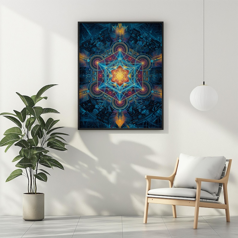 Sacred Geometry Wall Art Metatron Cube Print Psychedelic Spiritual ...