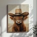 Highland Cow Wearing Cowboy Hat Wall Art Funny Western Boho Printable ...