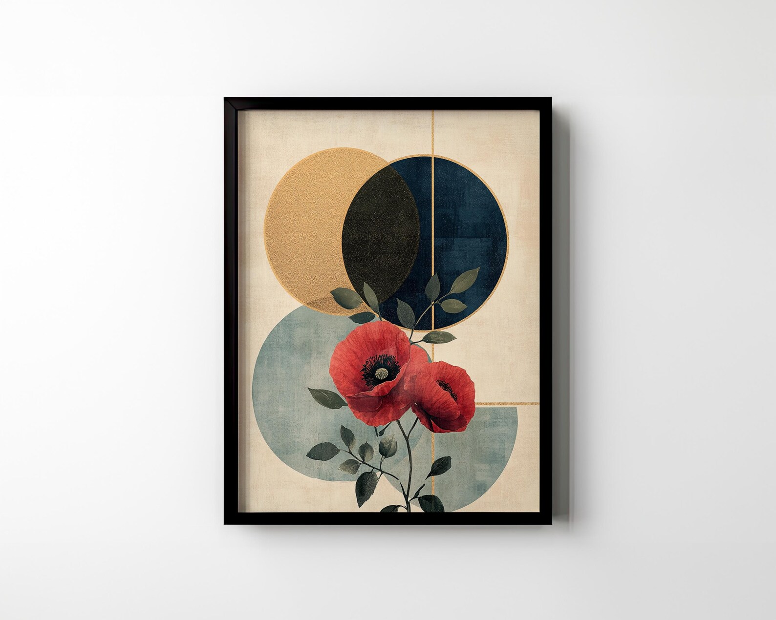 Poppy Flower Poster Print Modern Abstract Geometric Floral Poppies Wall ...