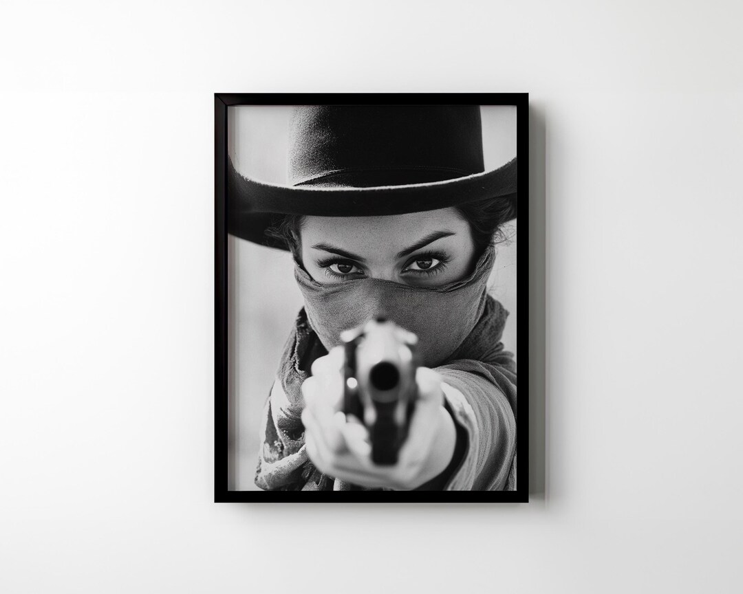 Vintage Cowgirl Wall Art Printable Outlaw Cowboy Gunfight Wall Decor ...