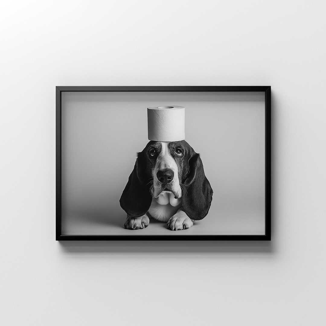 Basset Hound Toilet Poster Print Funny Dog Bathroom Wall Art Funny ...