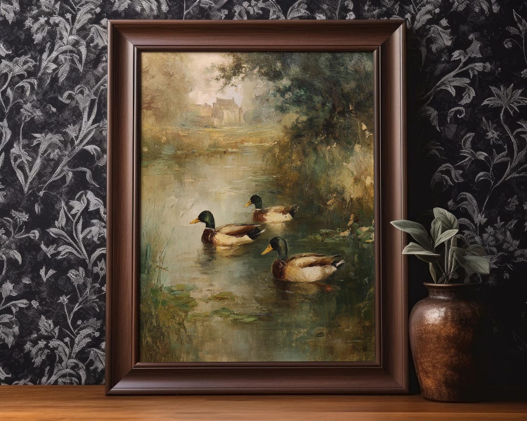 Mallard Duck Poster Print Duck Hunting Wall Art Vintage Oil Painting ...