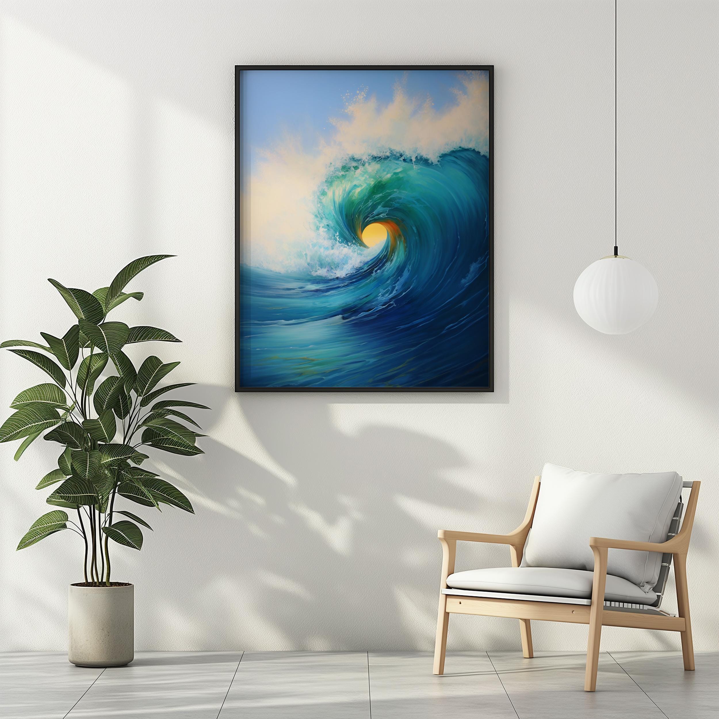 Wave Wall Art Surfer Wall Decor Printable Artwork Surf Tube Beach ...