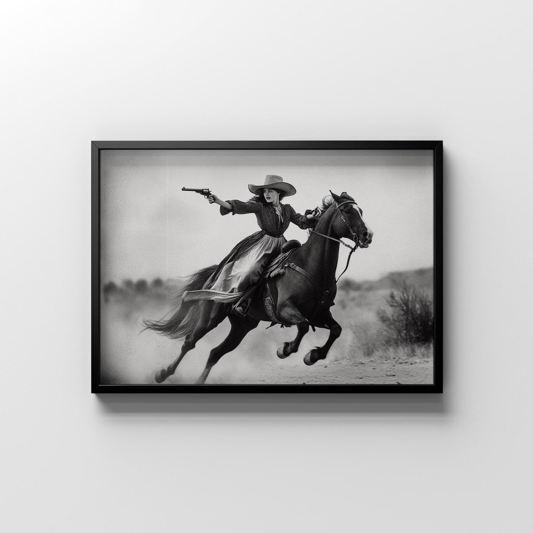 Vintage Cowgirl Western Poster Print Wall Art Wild West Horse Outlaw ...