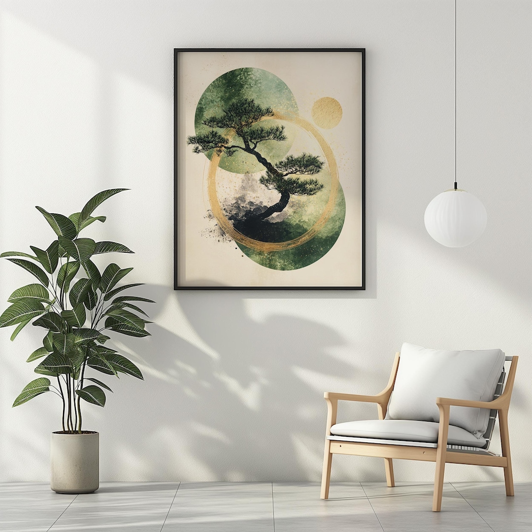 Bonsai Tree Wall Art Printable Abstract Japandi Watercolor Painting ...