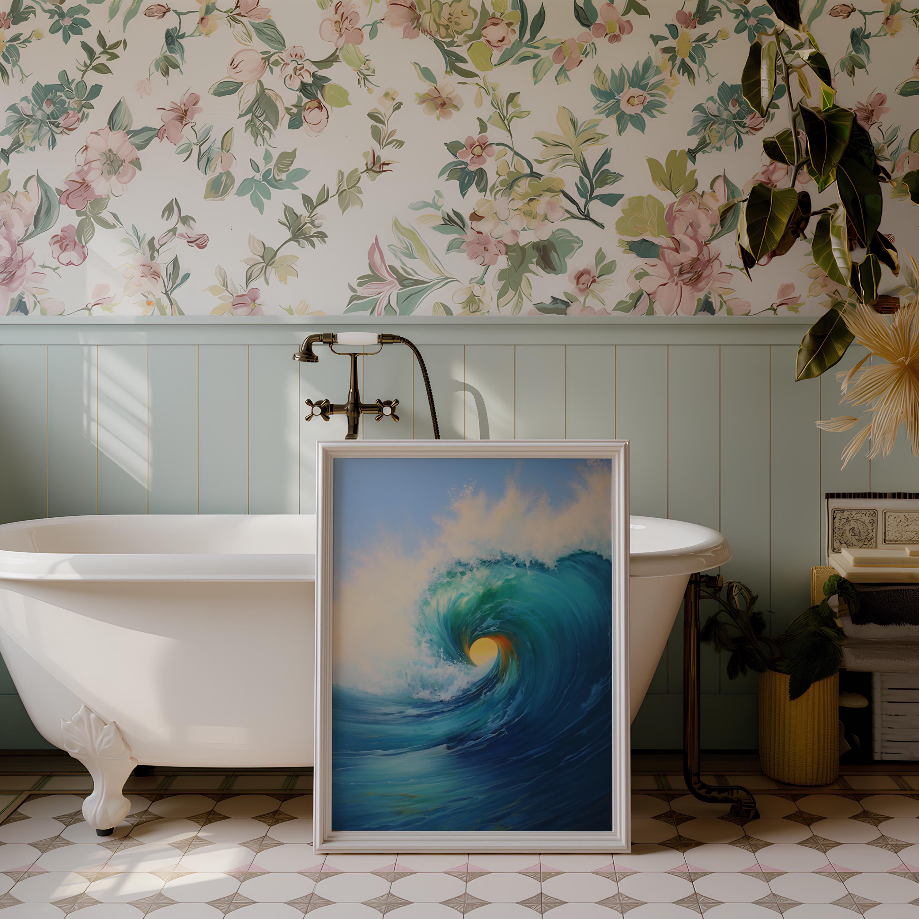 Wave Wall Art Surfer Wall Decor Printable Artwork Surf Tube Beach ...