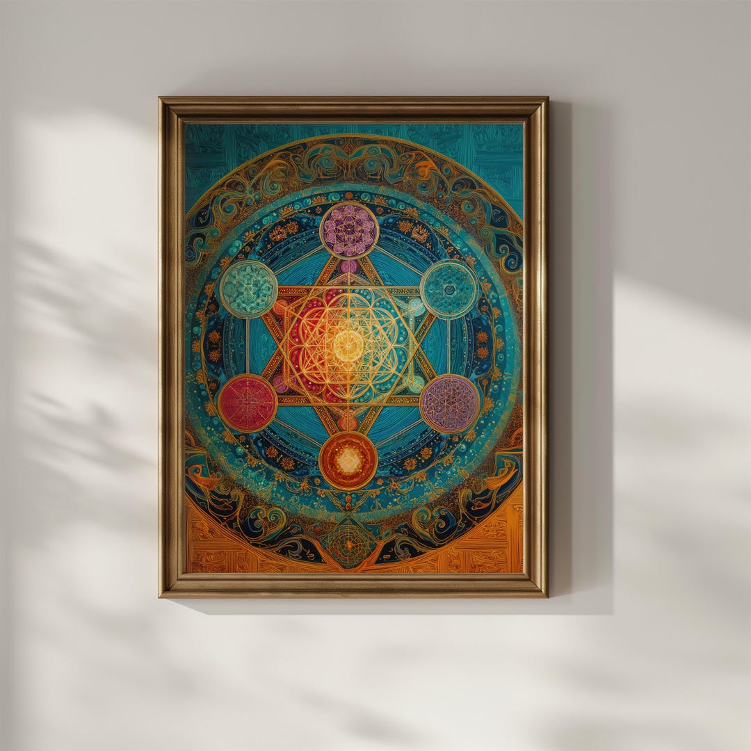 Sacred Geometry Wall Art Metatron Cube Print Psychedelic Spiritual Wall ...