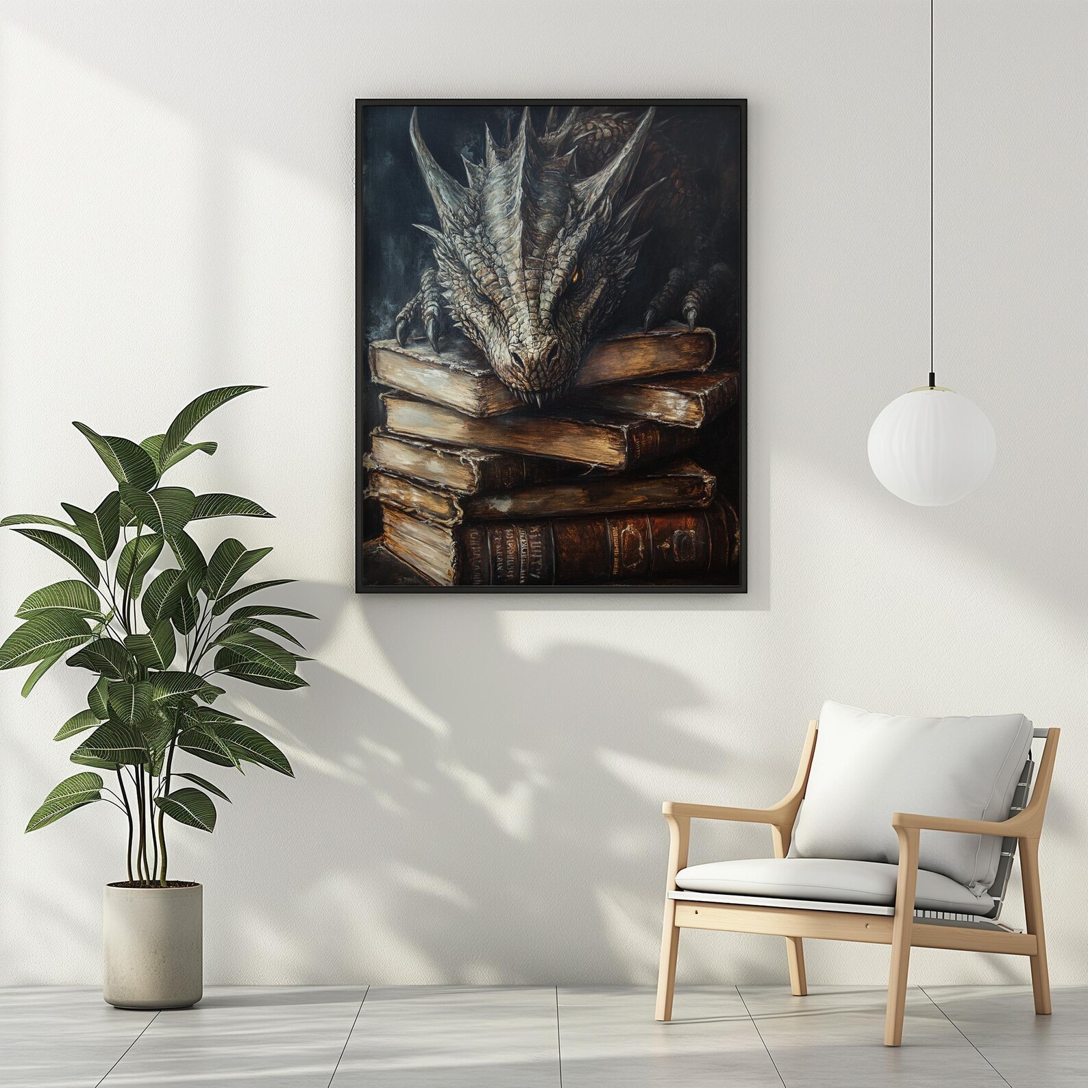 Book Dragon Dark Academia Wall Art Printable Fantasy Book Lover Wall ...