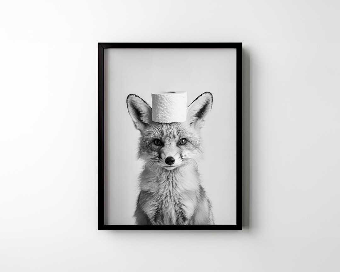 Fox Toilet Paper Poster Print Fox Bathroom Wall Art Funny Toilet Humor ...