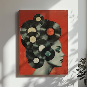 Vinyl Records Wall Art Printable Vintage Collage Modern Wall Decor DJ ...