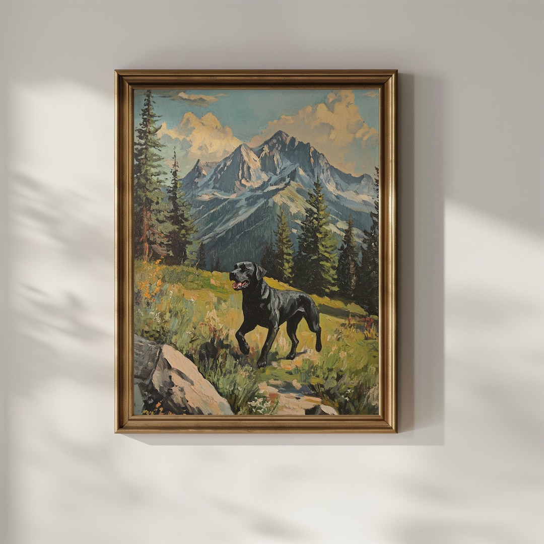 Black Labrador Mountain Poster Print Black Lab Landscape Wall Art ...