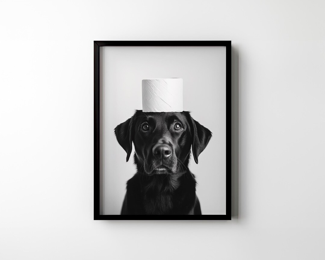 Black Labrador Toilet Poster Print Funny Dog Bathroom Wall Art Funny ...