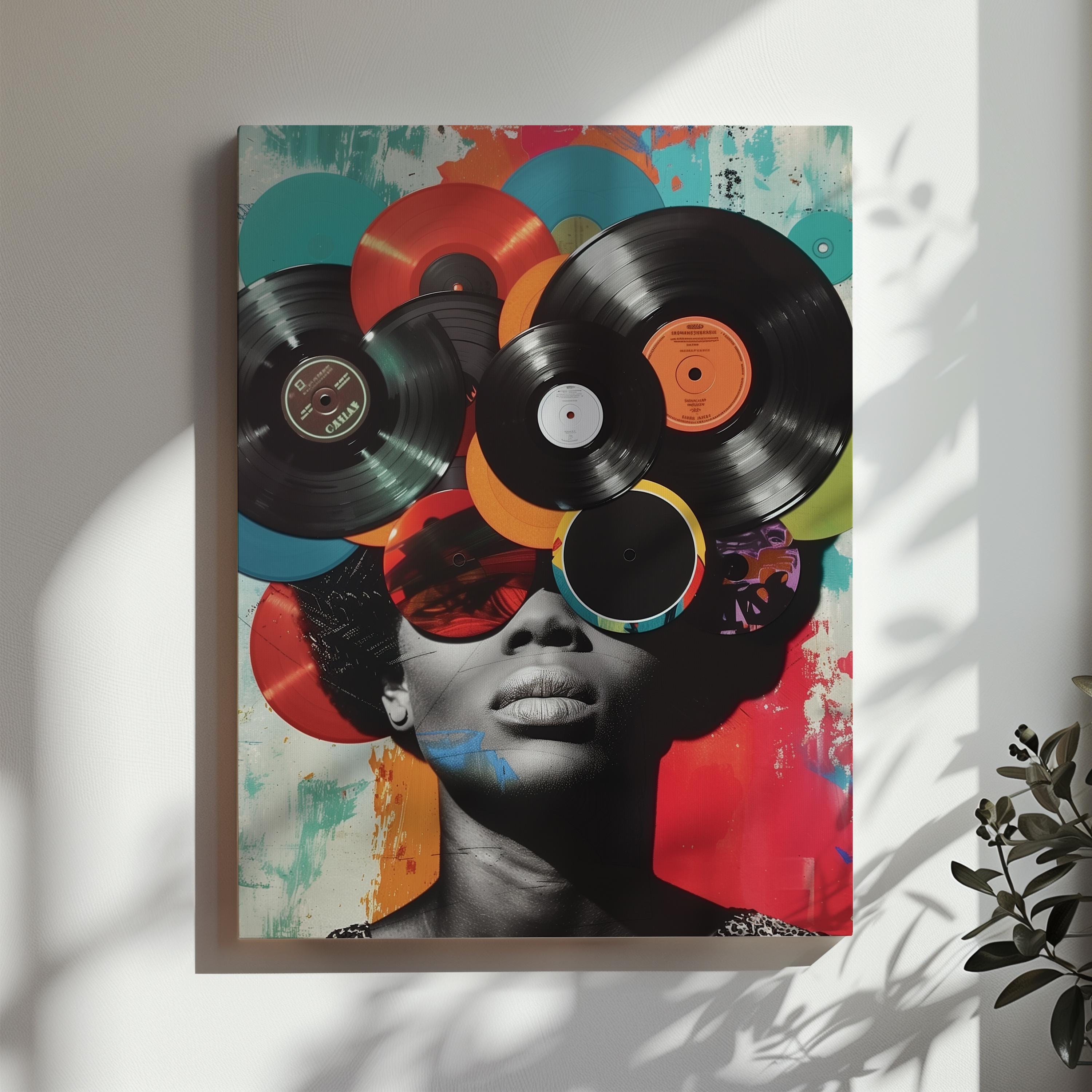 Vinyl Record Wall Art Printable Vintage Collage Modern Colorful Wall ...