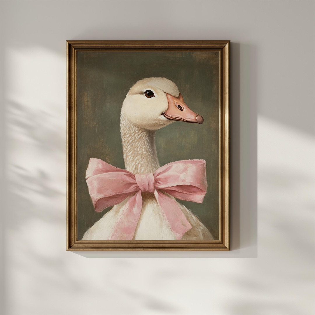 Silly Coquette Goose Poster Print Pink Bow Goose Nursery Wall Art ...