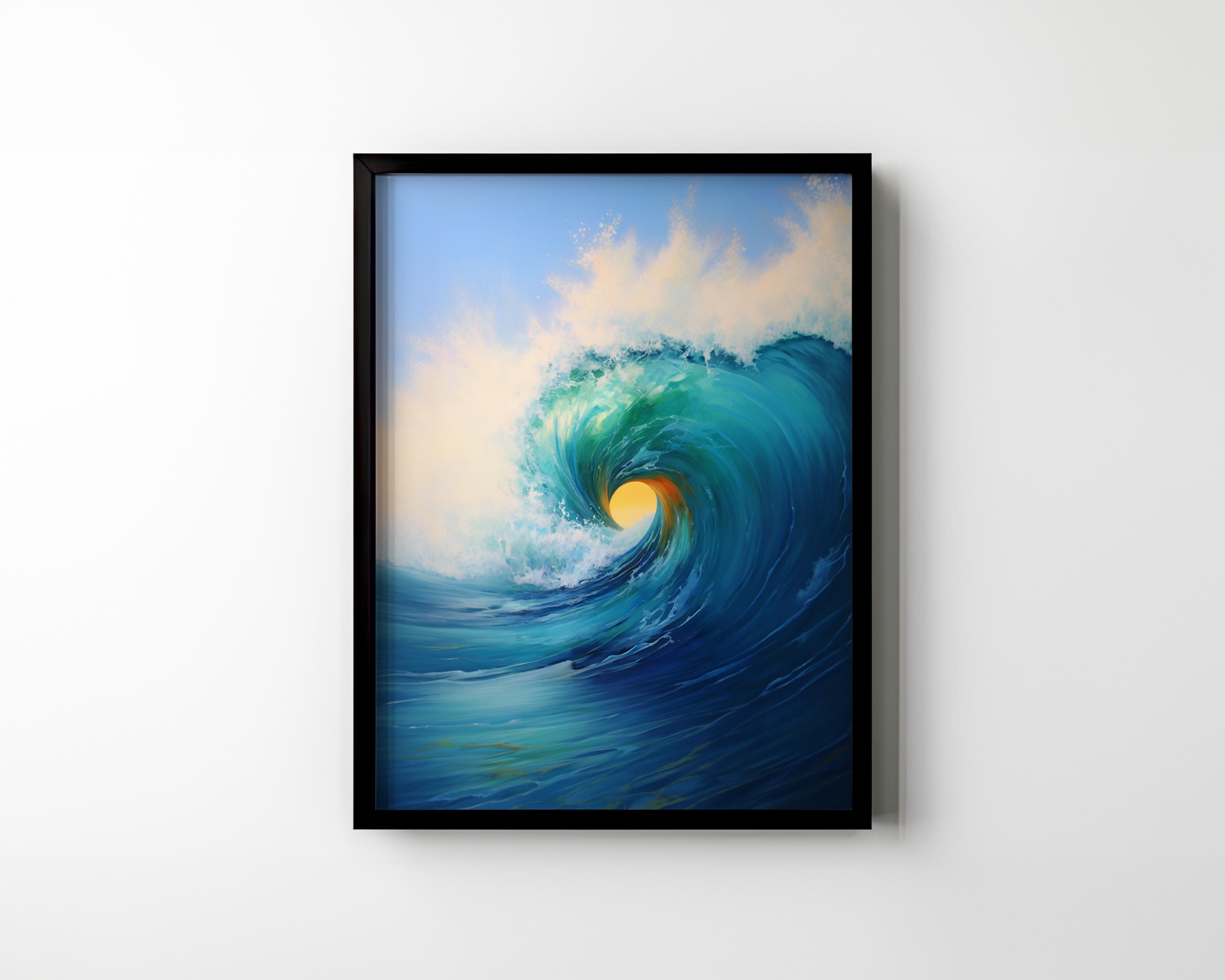 Wave Wall Art Surfer Wall Decor Printable Artwork Surf Tube Beach ...