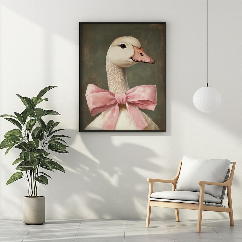 Silly Coquette Goose Poster Print Pink Bow Goose Nursery Wall Art ...