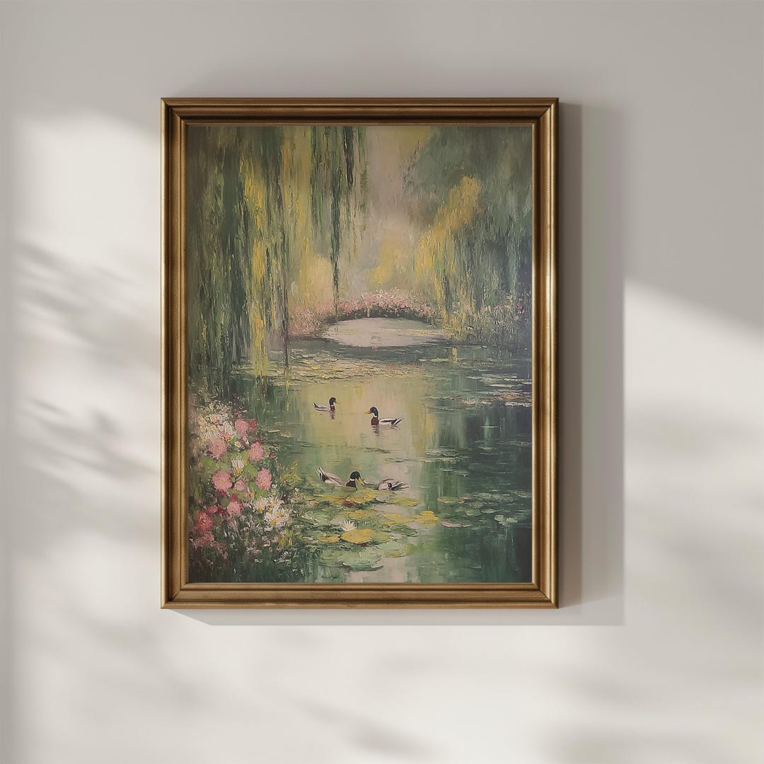 Mallard Duck Lake Wall Art Print Duck Hunting Vintage Oil Painting ...