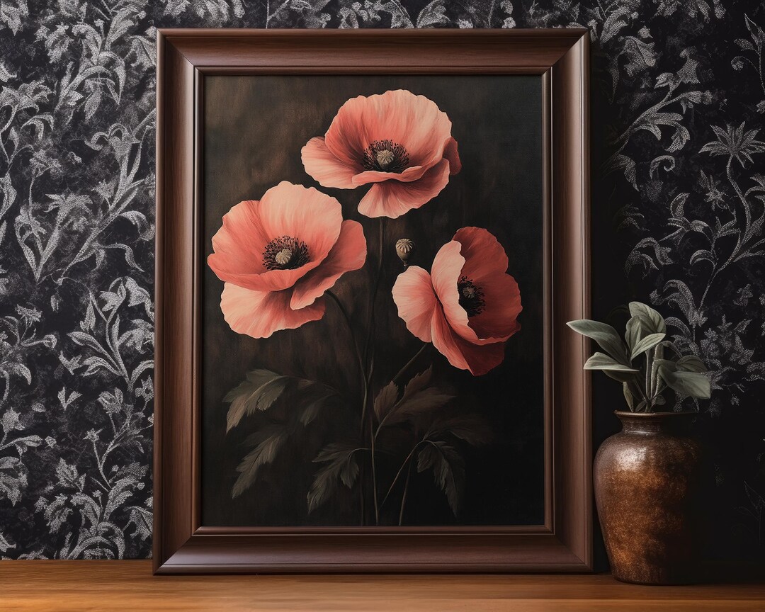 Poppy Flowers Poster Print Floral Poppies Wall Art Vintage Oil Painting ...