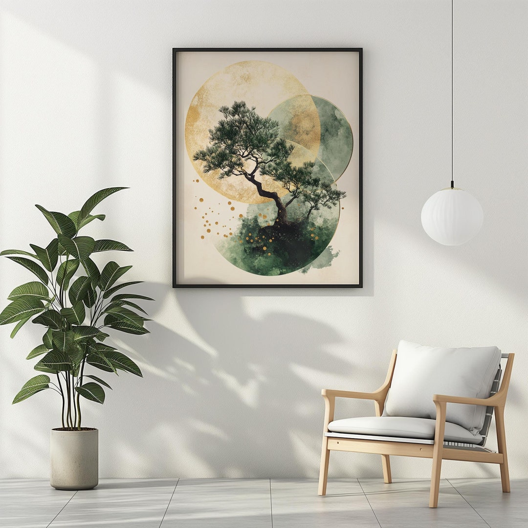 Bonsai Tree Poster Print Modern Geometric Abstract Japanese Wall Art ...