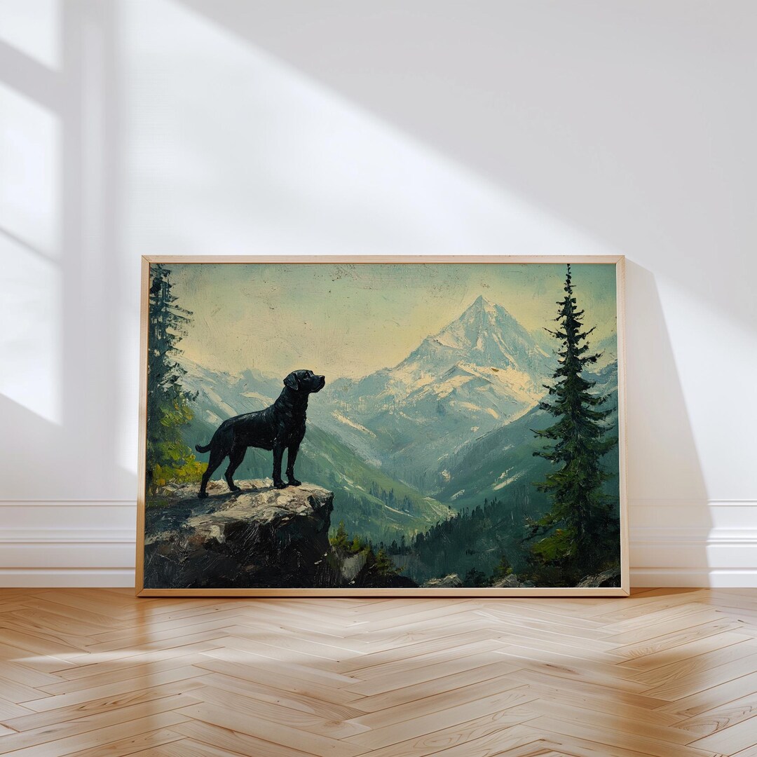 Black Labrador Mountain Landscape Poster Print Dog Wall Art Oil ...
