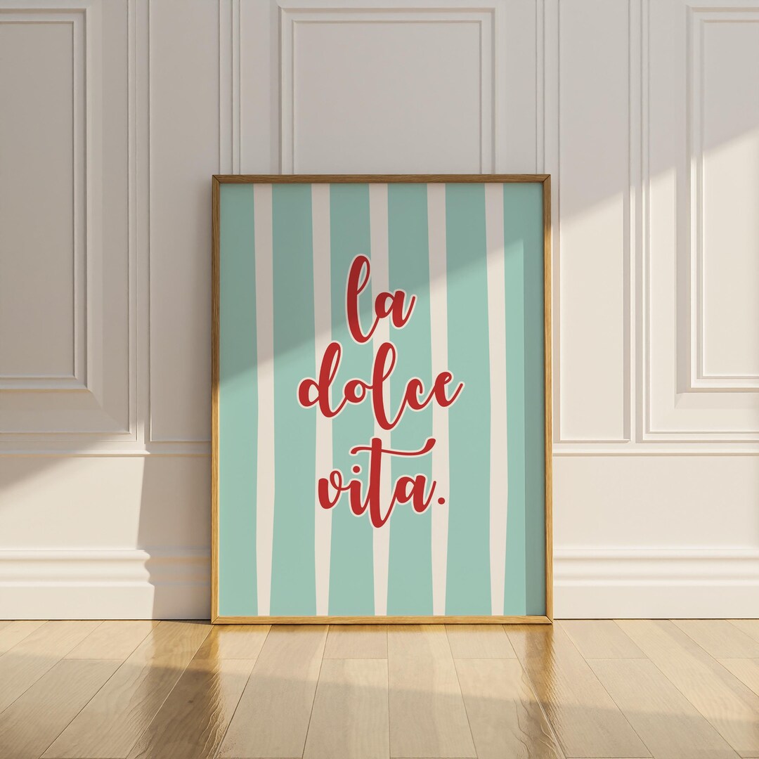 La Dolce Vita Wall Art Italian Quote Printable Wall Decor Retro Kitchen ...