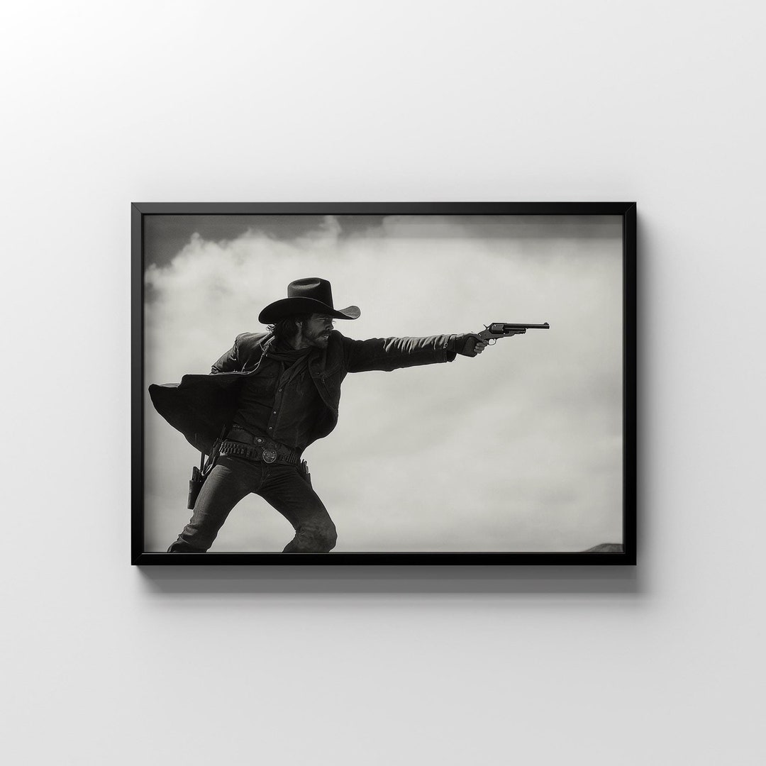Vintage Western Cowboy Wall Art Printable Wild West Outlaw Gunfight ...