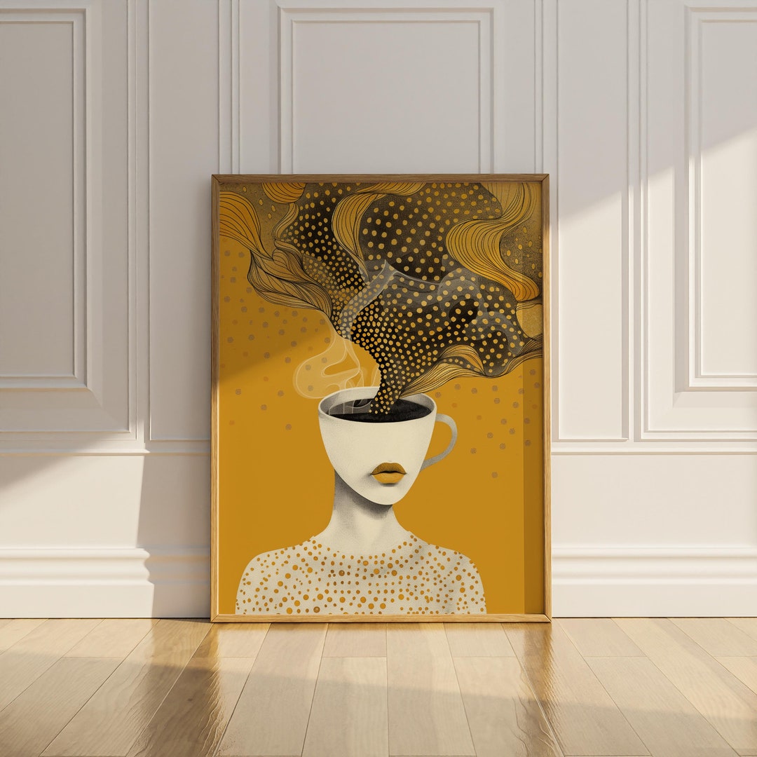 Coffee Wall Art Surreal Coffee Cup Surrealism Kitchen Wall Decor Coffee ...