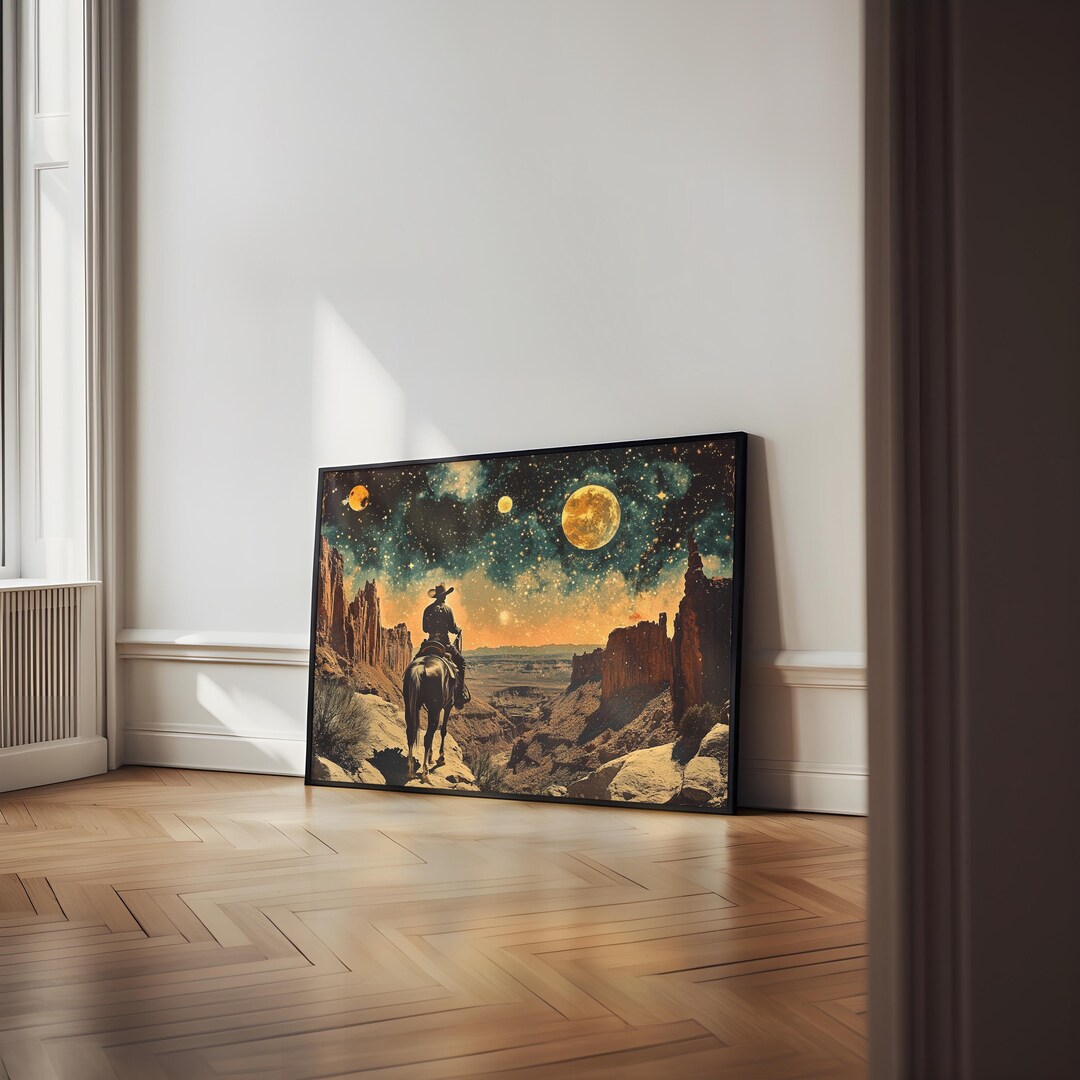 Celestial Cowboy Poster Print Psychedelic Vintage Collage Wall Art ...