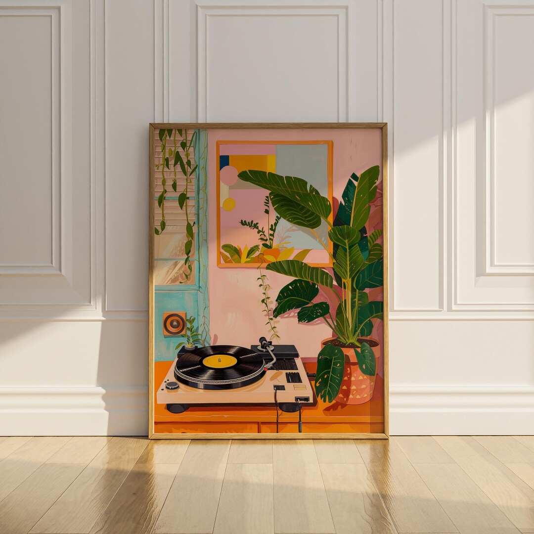 Vinyl Record Player Printable Wall Art Vintage Retro Turntable Music ...