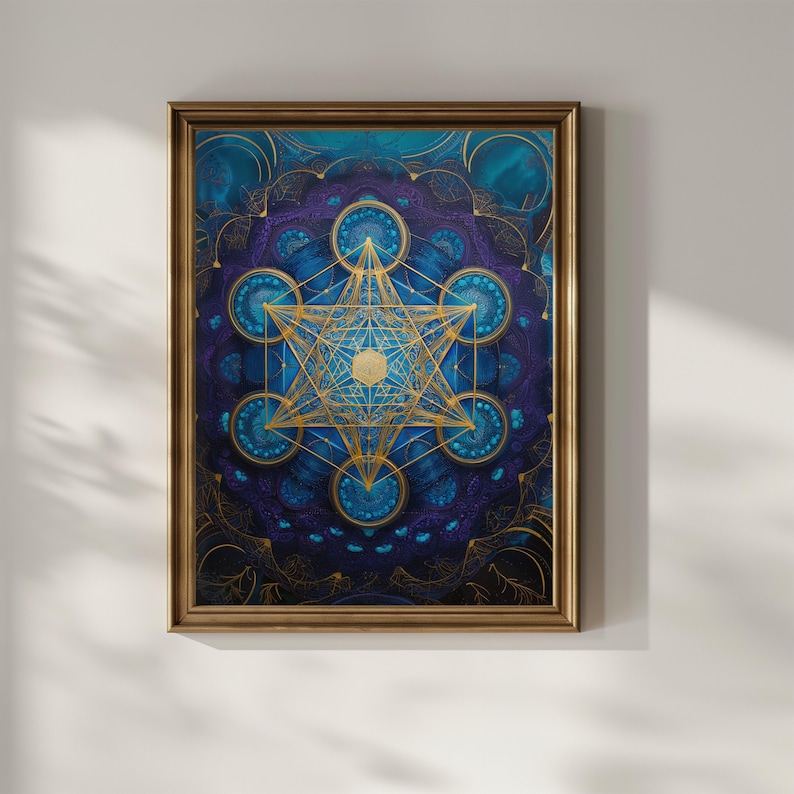 Metatron Cube Wall Art Sacred Geometry Print Psychedelic Spiritual ...