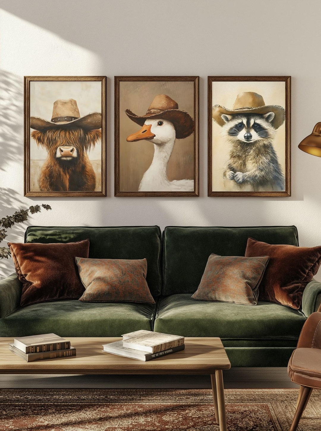 Animals Wearing Cowboy Hat Wall Art Set of 3 Pieces Printable Nursery ...