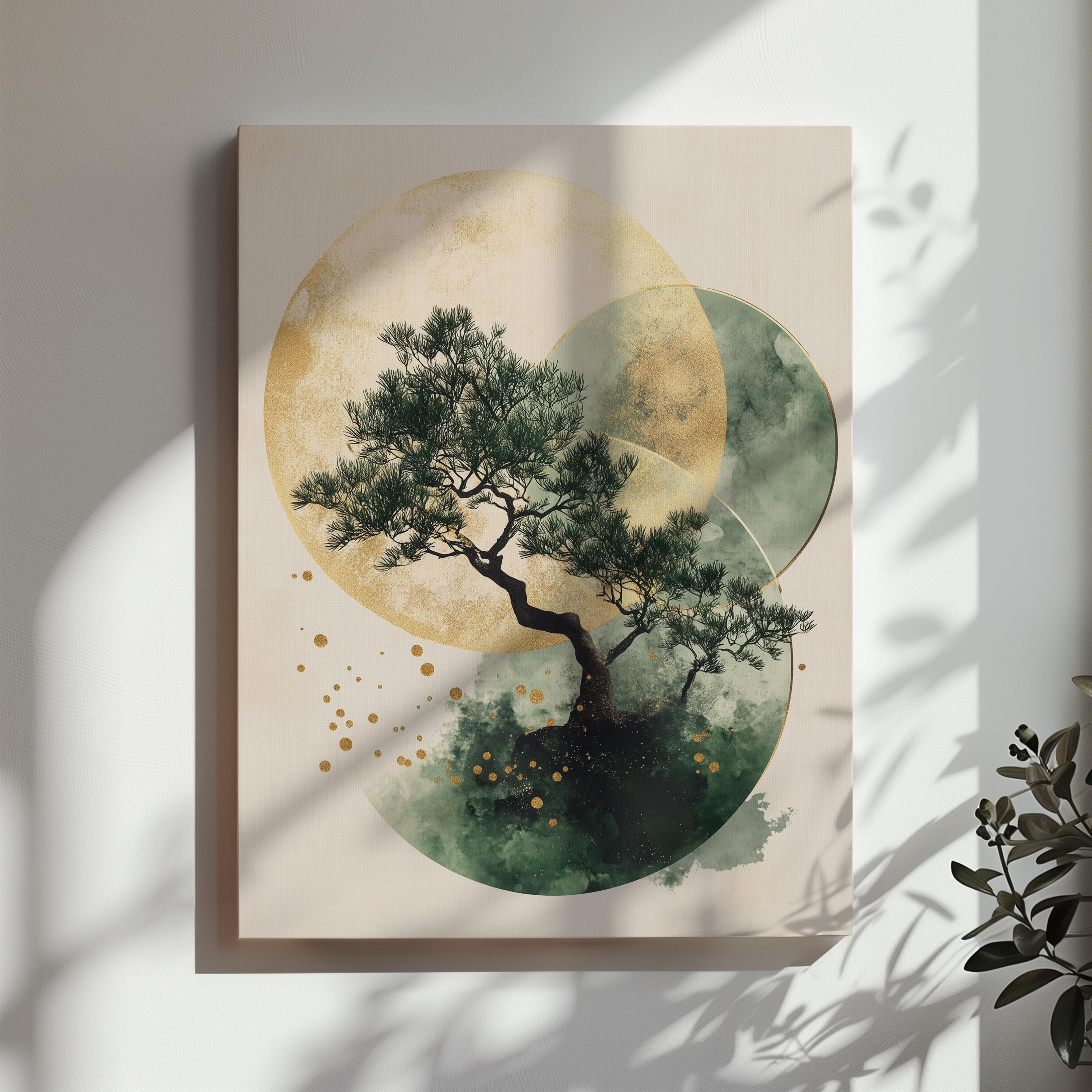 Abstract Modern Bonsai Tree Canvas Print Wall Art Vintage Japandi ...