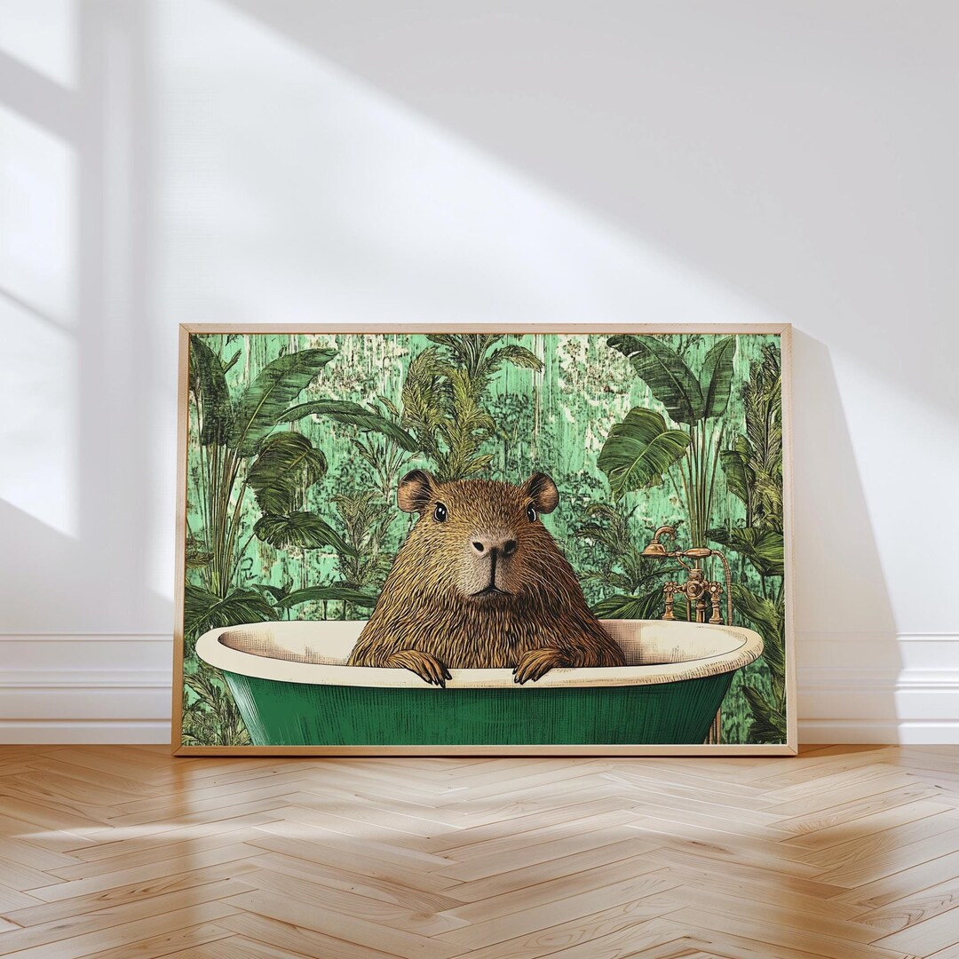 Capybara Bathroom Wall Art Printable Funny Capybara in Bathtub ...