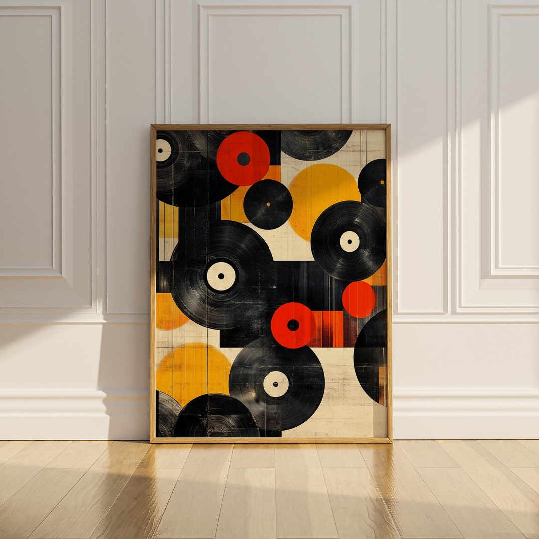 Abstract Vinyl Records Poster Print Mid Century Wall Art Retro Wall ...