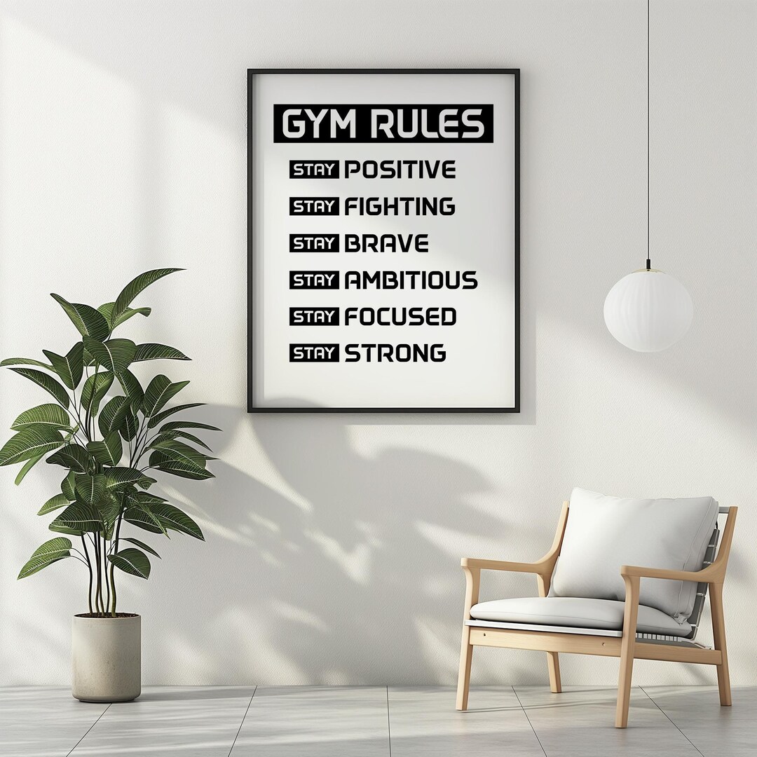 Gym Rules Poster Print Motivational Inspirational Quotes Bodybuilding ...