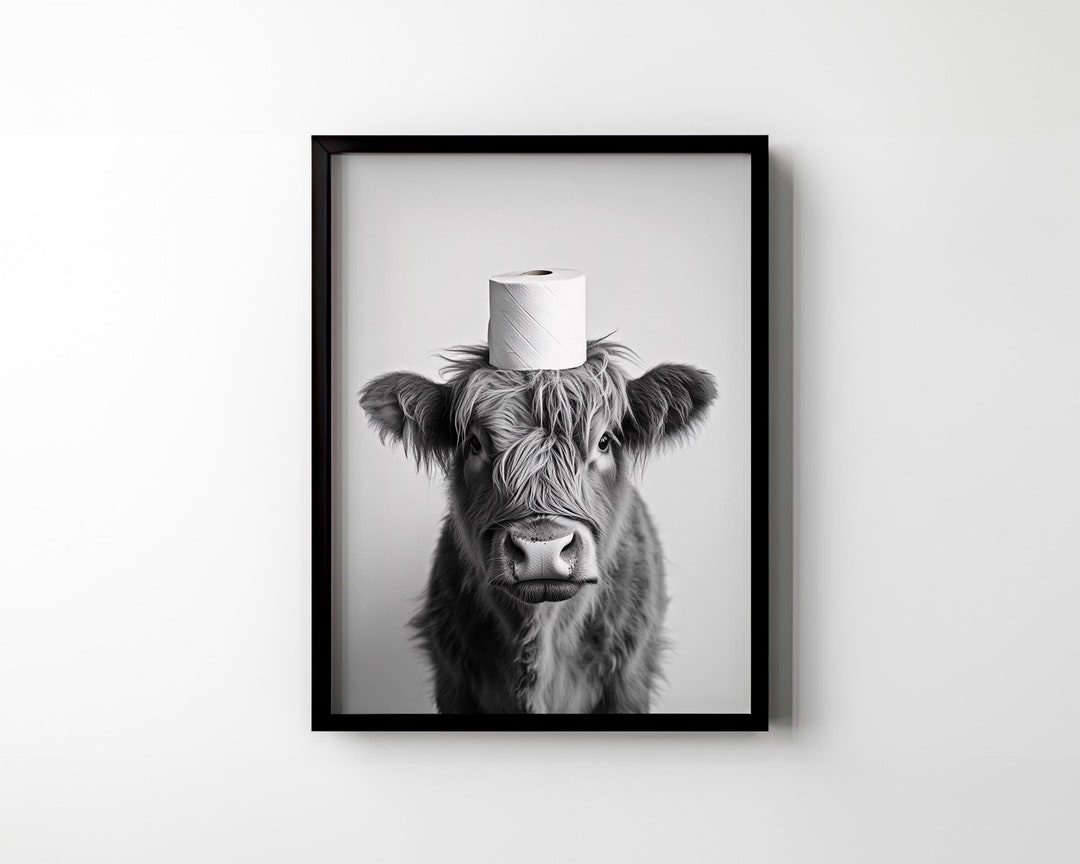 Highland Cow Toilet Poster Print Bathroom Wall Art Funny Toilet Humor ...