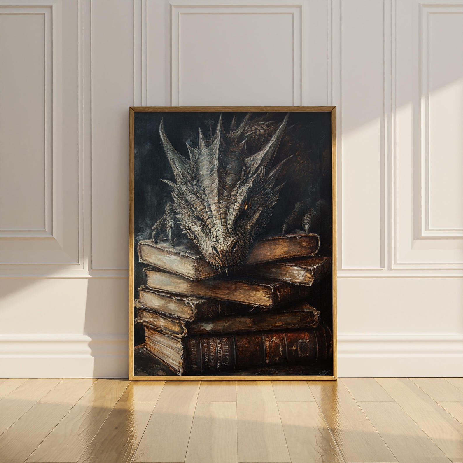 Book Dragon Dark Academia Wall Art Printable Fantasy Book Lover Wall ...