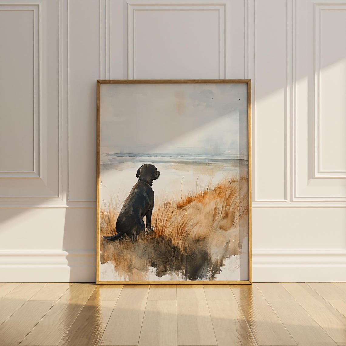 Coastal Dog Poster Print Black Labrador Beach Wall Art Beach House Wall ...