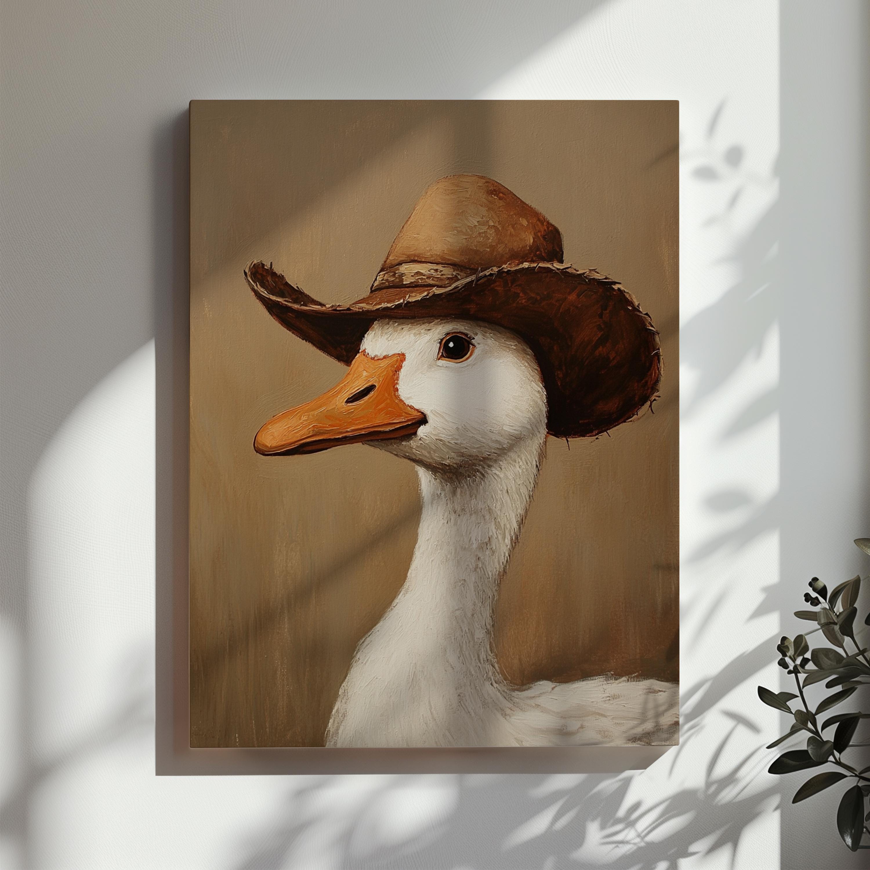 Silly Cowboy Goose Wearing Cowboy Hat Wall Art Cute Funny Nursery Kids ...