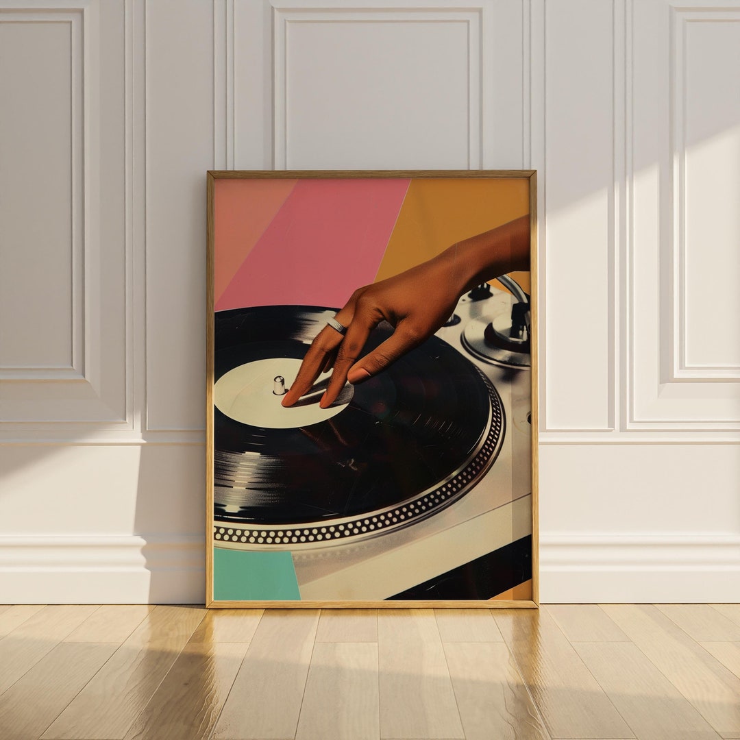 Vinyl Record Player Printable Wall Art Vintage Retro Turntable Music ...