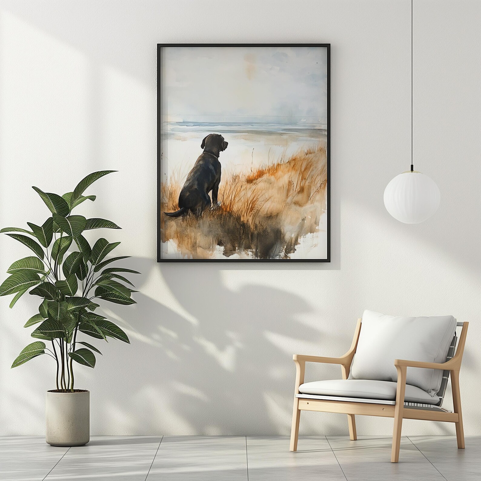 Coastal Dog Poster Print Black Labrador Beach Wall Art Beach House Wall ...