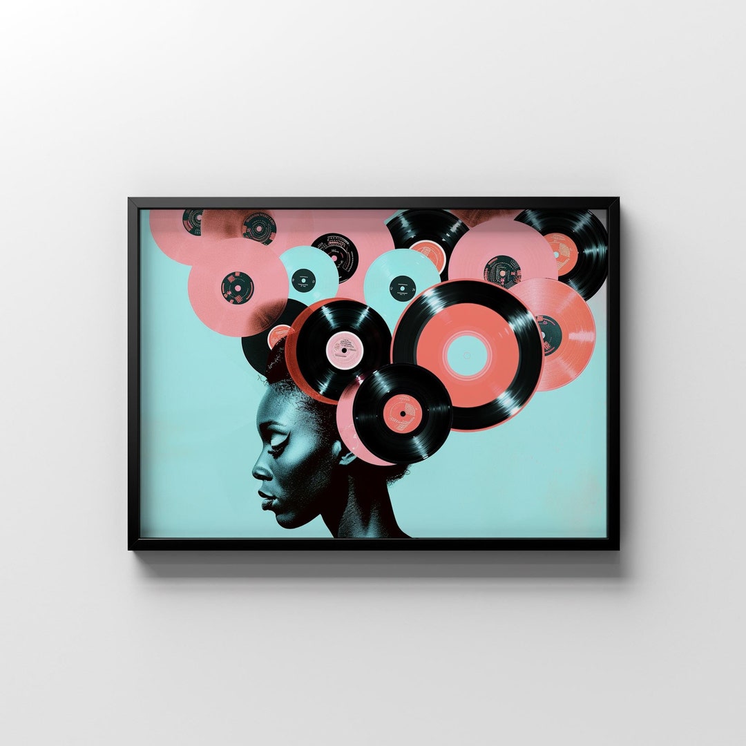 Vinyl Record Wall Art Printable Vintage Collage Modern Colorful Wall ...