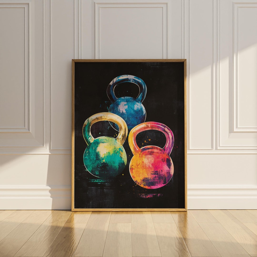 Gym Wall Art Kettlebell Printable Modern Home Gym Wall Decor Gift Idea ...