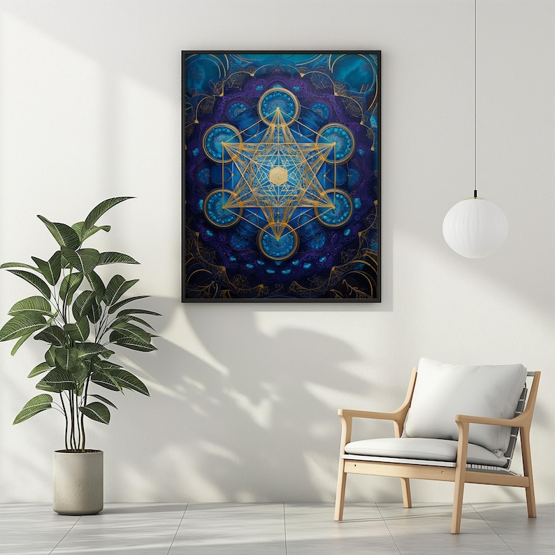 Metatron Cube Wall Art Sacred Geometry Print Psychedelic Spiritual ...